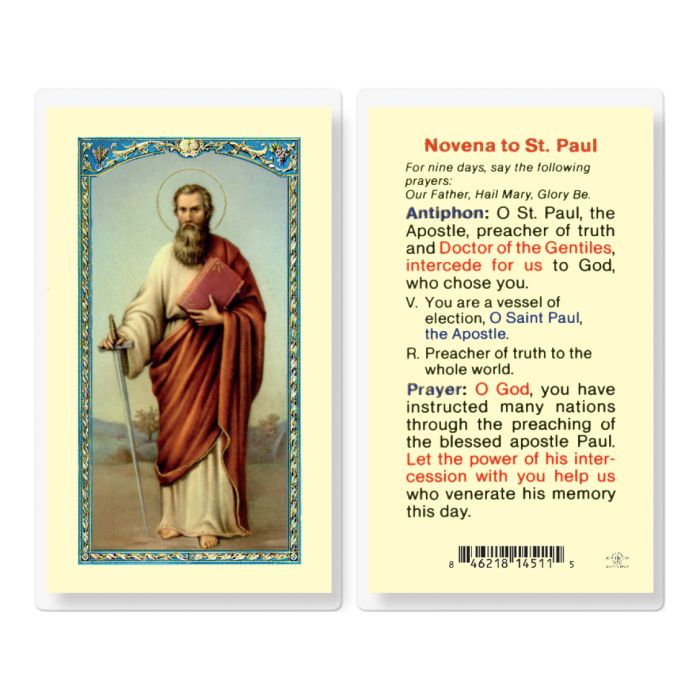 St. Paul the Apostle Laminated Holy Card — St. Patrick's Gifts & Books